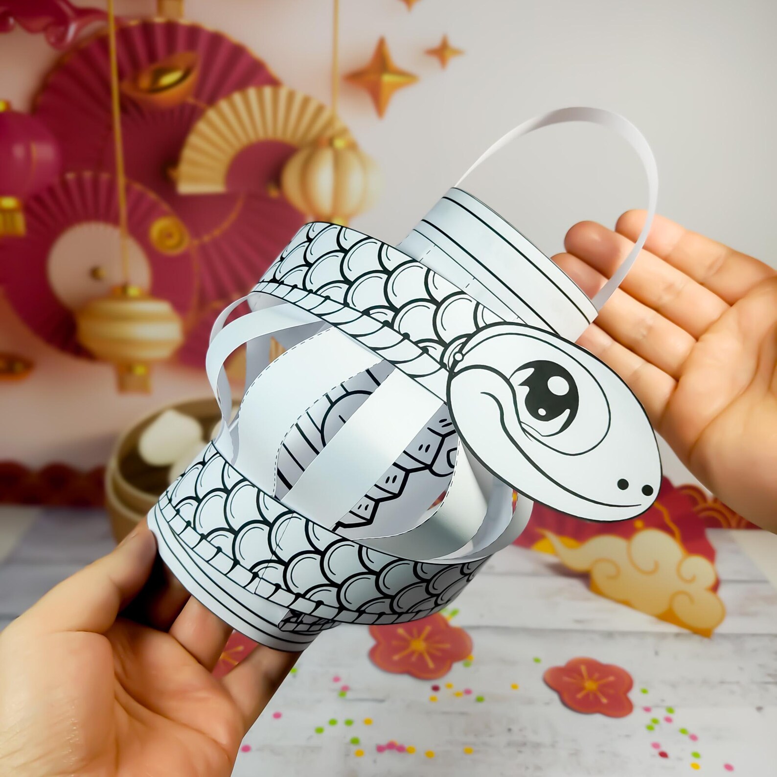 Coloring Chinese New Year Paper Lantern Craft Kit, Printable DIY ...