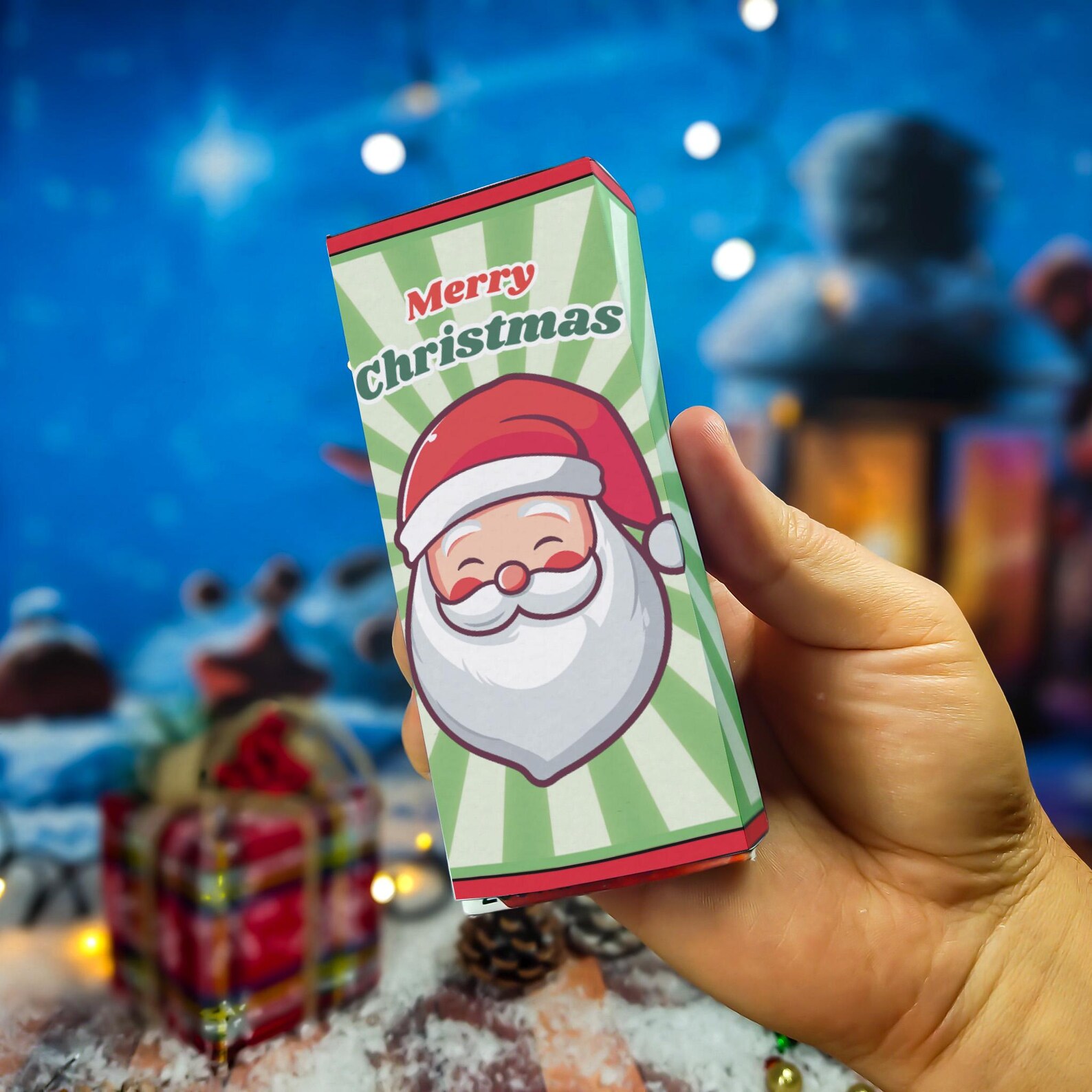 Christmas Juice Box Wrappers for Kid, Cute Santa, Printable Classroom ...