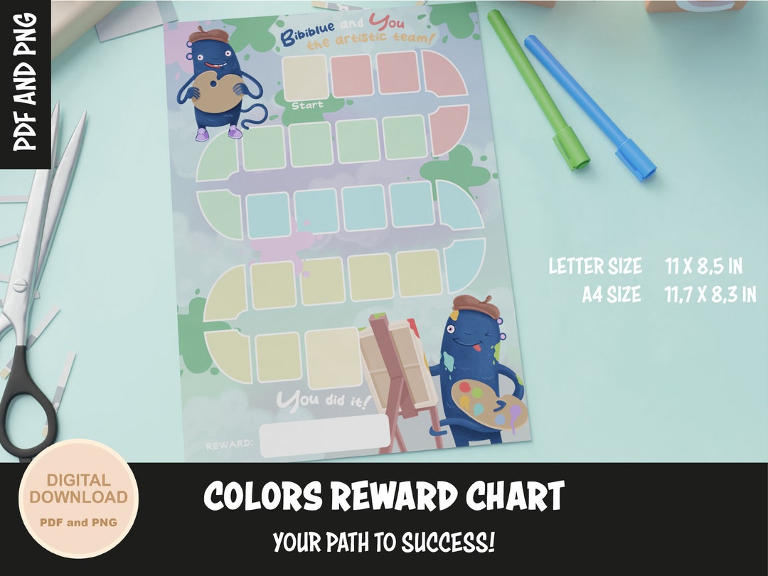Colors Reward Chart for Kids Track Progress and Celebrate - Etsy