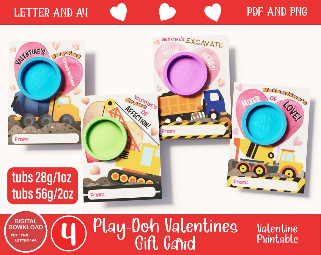 Play-doh and Truck Themed Valentine's Cards, Unique Play-doh ...