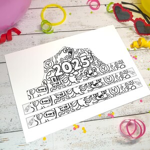Coloring DIY Kids New Year's Eve Party Hat Printable Craft for ...