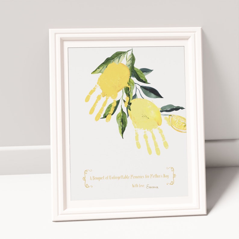 Mother's Day Handprint Art Print Floral Bouquet Keepsake for Mom ...