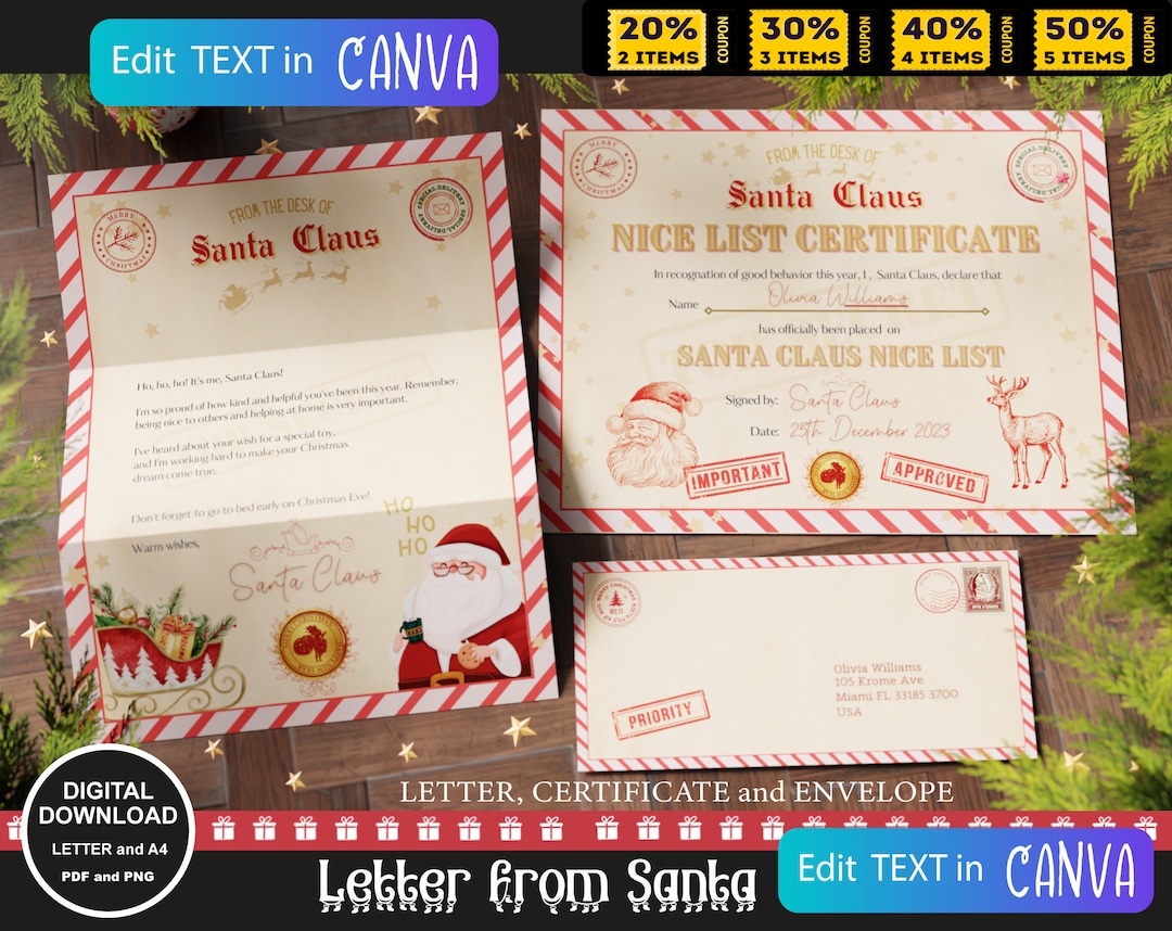 Editable Santa Letter and Certificate Templates Santas Special Delivery ...