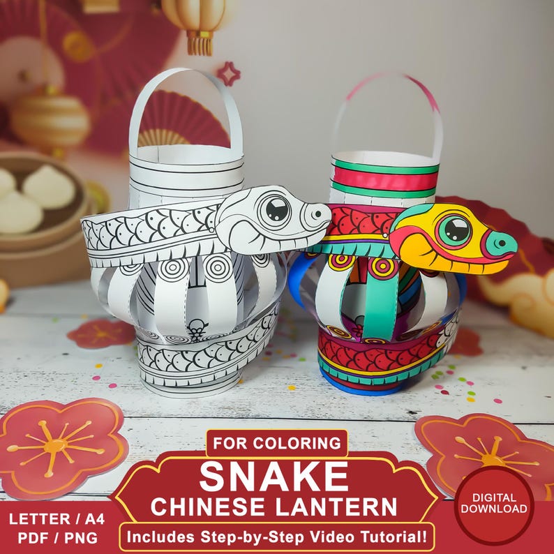 Coloring Chinese New Year Paper Lantern Craft Kit, Printable DIY ...