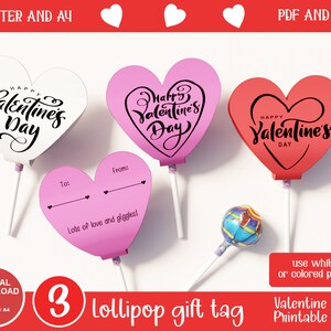 Black & White Lollipop Valentine Labels for Kids, Adorable DIY Lollipop ...