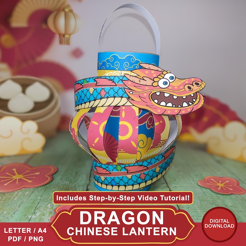 Printable Chinese New Year Paper Lantern Craft Kit, DIY Lantern for ...