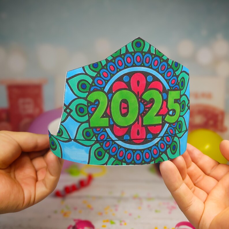 Coloring DIY Kids New Year's Eve Party Hat Printable Craft for ...