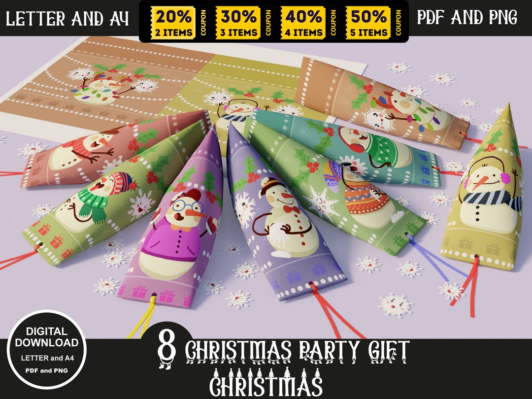 Printable Christmas Party Box With 8 Snowman Designs Perfect Festive ...