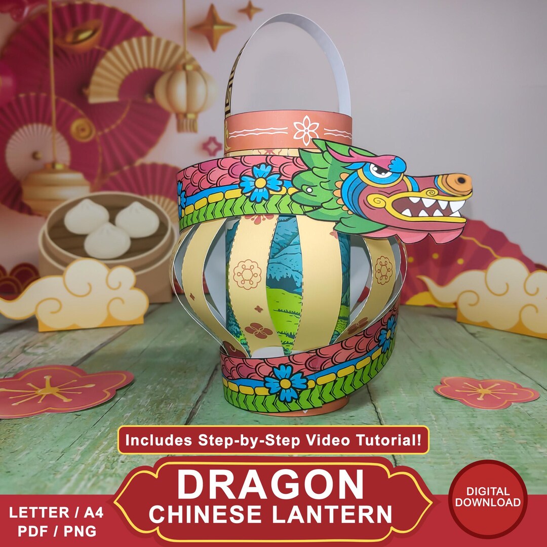 Printable Chinese New Year Paper Lantern Craft Kit, DIY Lantern for ...