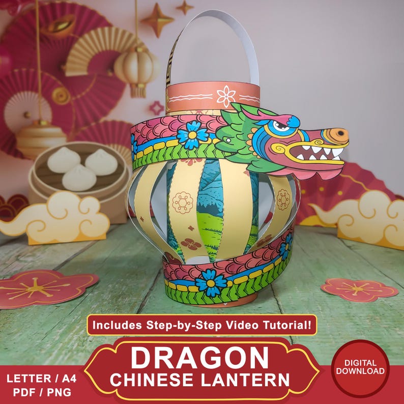Printable Chinese New Year Paper Lantern Craft Kit, DIY Lantern for ...