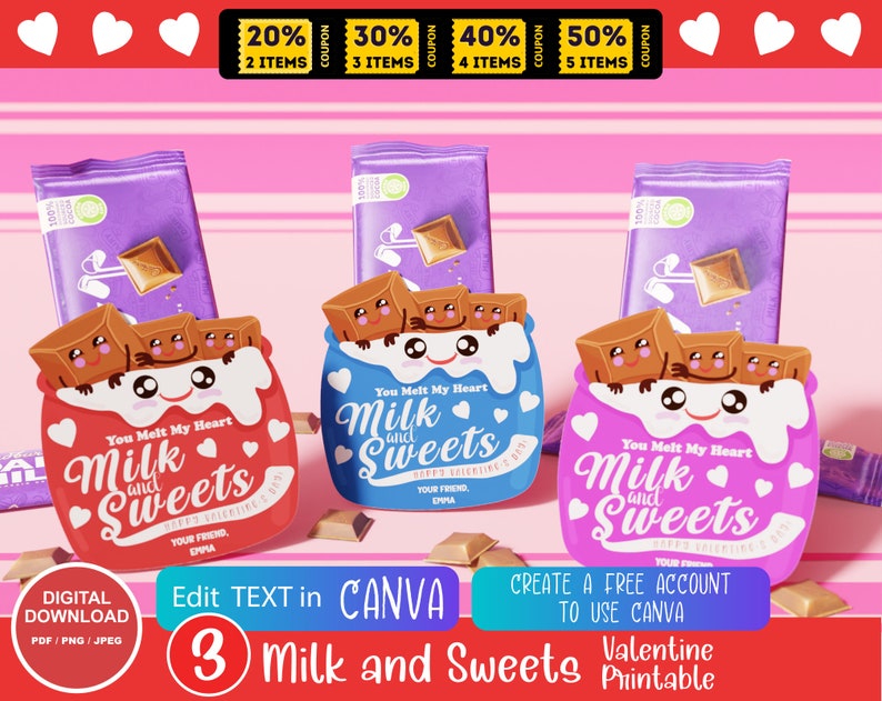 Customizable Choco-charms: Cadbury-inspired Valentine Printables for ...