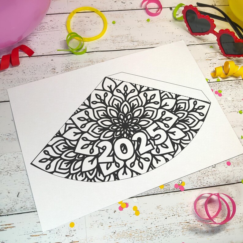 Coloring DIY Kids New Year's Eve Party Hat Printable Craft for ...