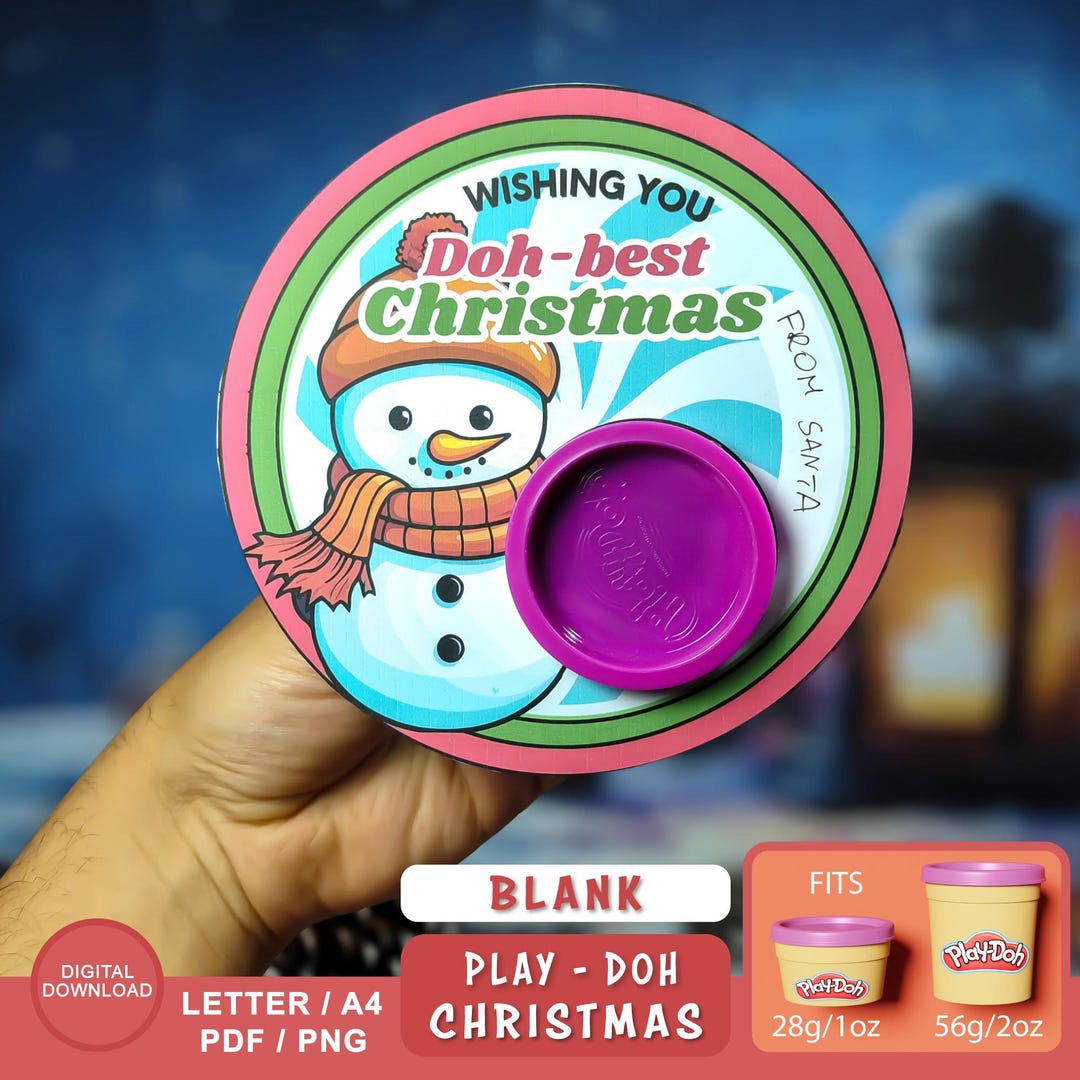 Blank Christmas Play-doh Holder, Cute Snowman, Printable Non-candy Gift ...