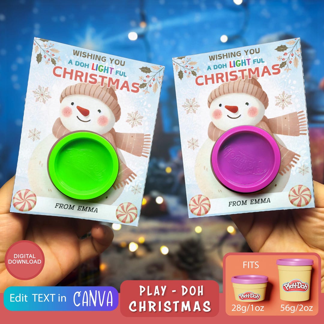 Christmas Play-doh Holder, Cute Snowman, Xmas Watercolor, Printable Non ...