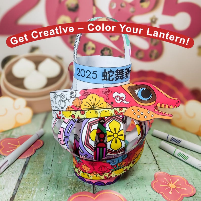 Coloring Chinese New Year Paper Lantern Craft Kit, Printable DIY ...