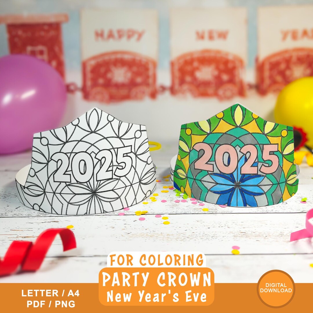 Coloring DIY Kids New Year's Eve Party Hat Printable Craft for ...