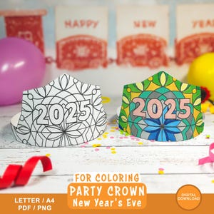 Coloring DIY Kids New Year's Eve Party Hat Printable Craft for ...