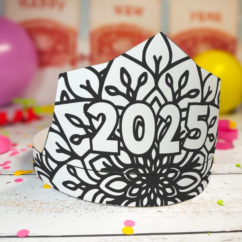 Coloring DIY Kids New Year's Eve Party Hat Printable Craft for ...
