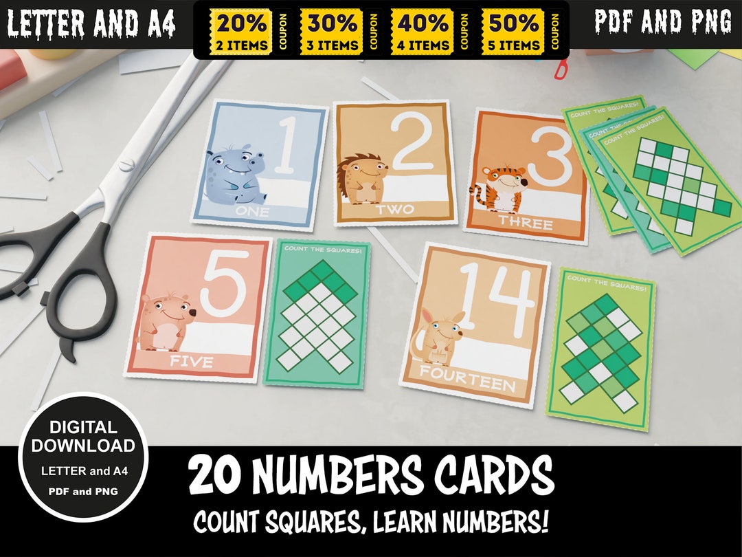 Number Flashcards Printable, Numbers 1-20, Mix and Match Math Card ...