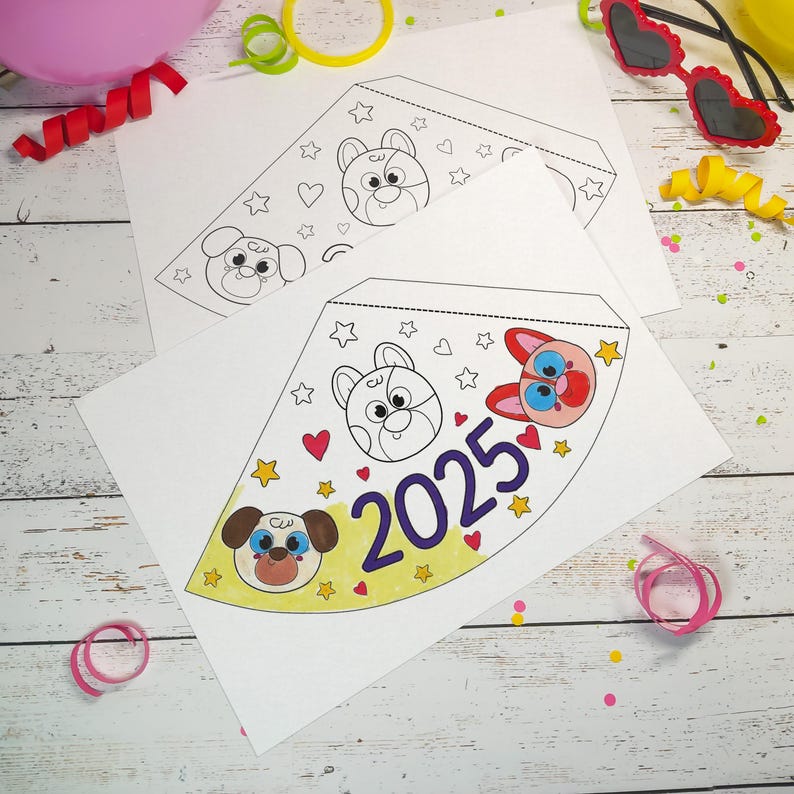 Coloring DIY Kids New Year's Eve Party Hat Printable Craft for ...