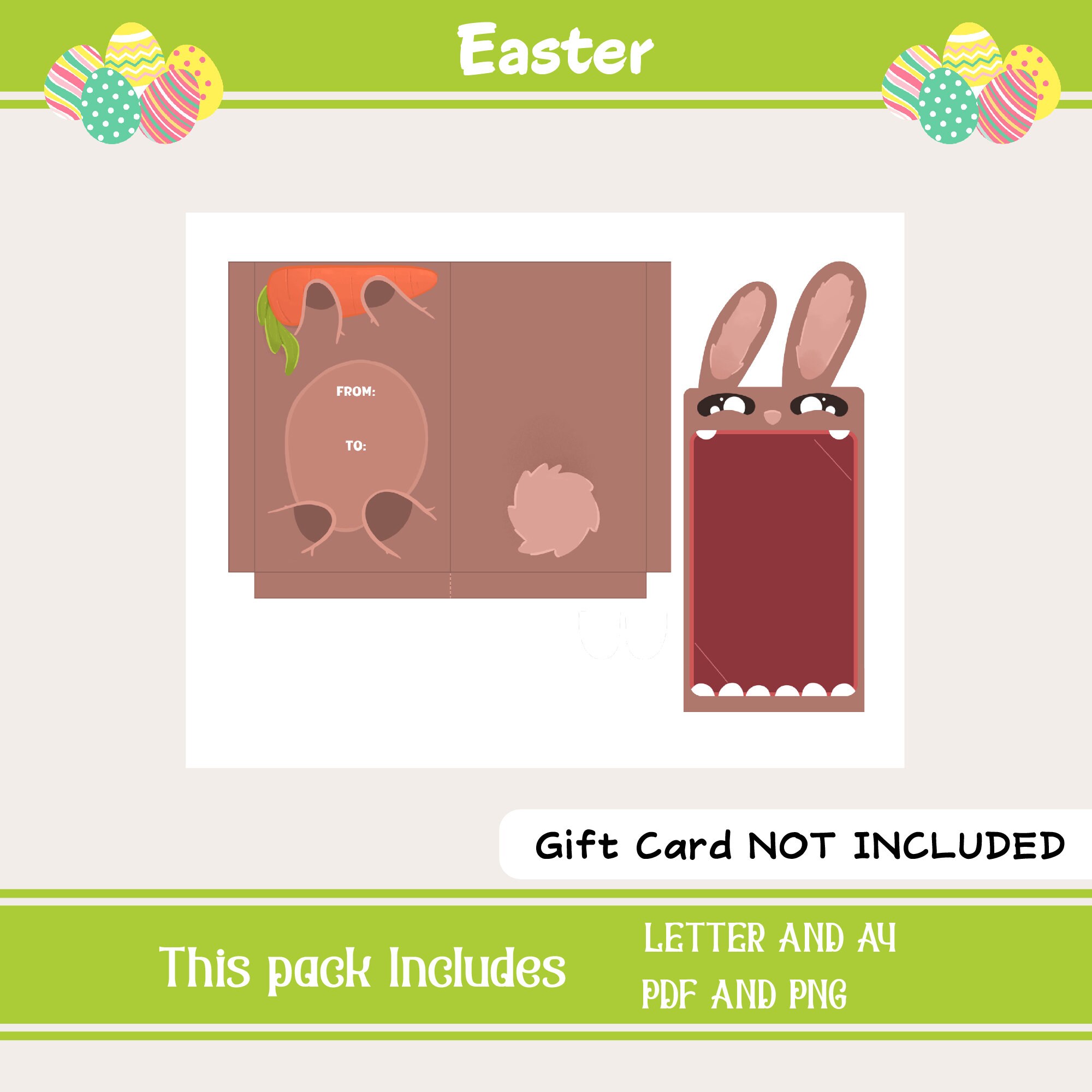 Easter Bunny Gift Card Holder Printable Foldable Card With Sweet Easter ...
