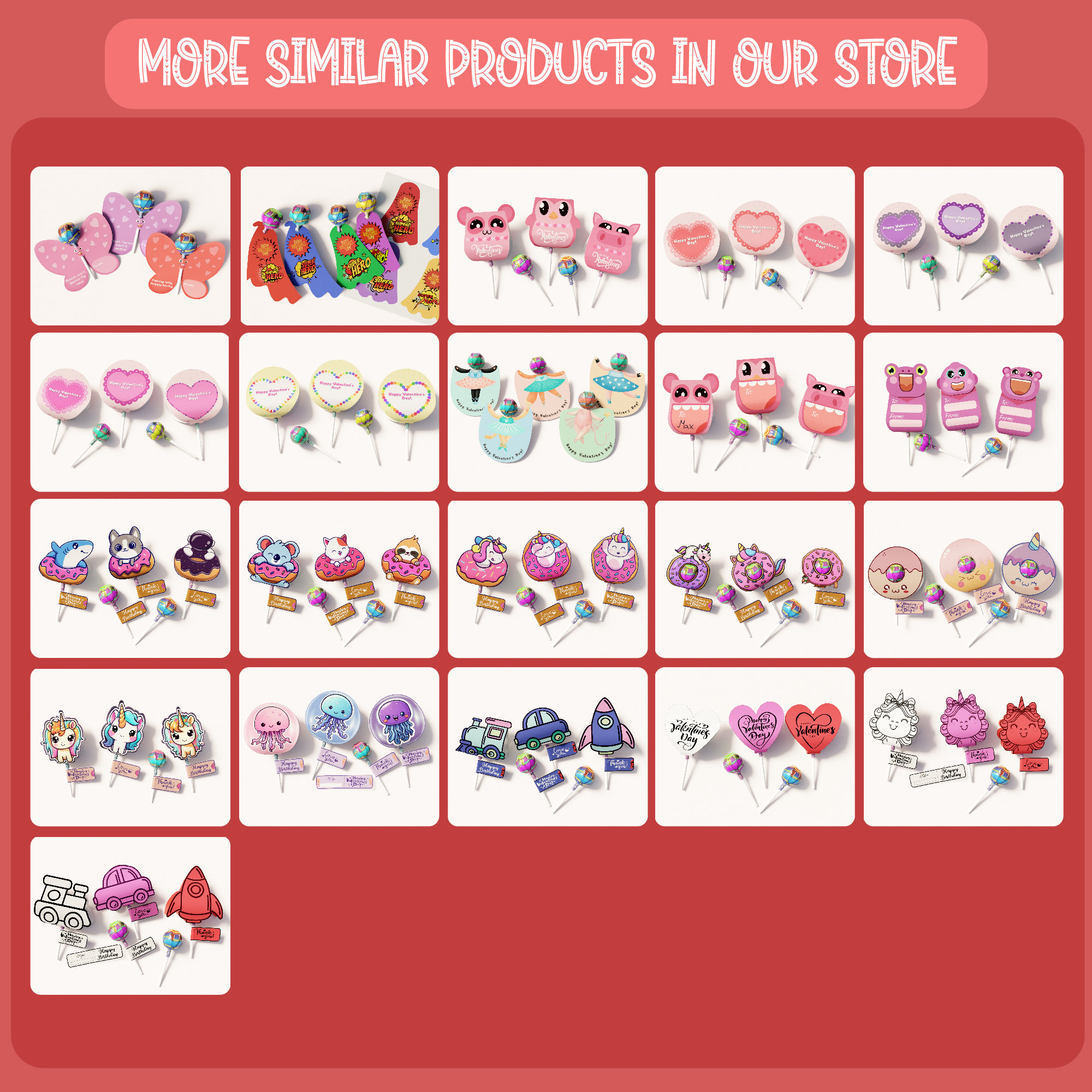 Pink Lollipop Valentine Tags for Kids' Classroom, Delightful DIY ...