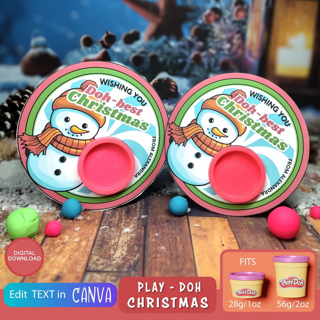 Christmas Play-doh Holder, Cute Snowman, Printable Non-candy Gift ...