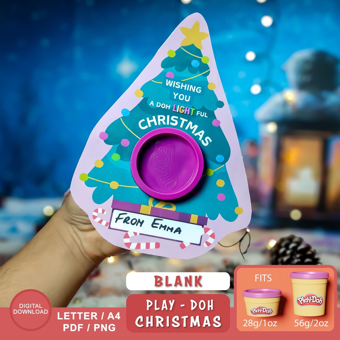 Blank Christmas Play-doh Holder, Cute Christmas Tree, Girl and Boy Xmas ...
