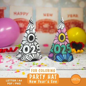 Coloring DIY Kids New Year's Eve Party Hat Printable Craft for ...