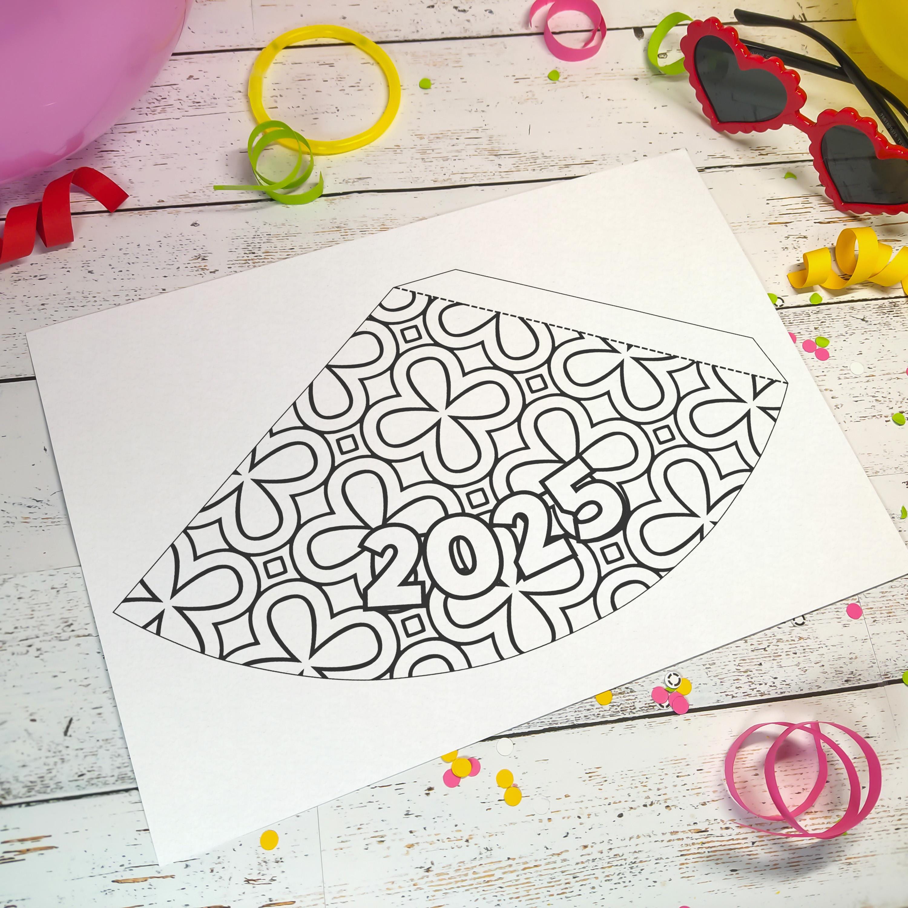 Coloring DIY Kids New Year's Eve Party Hat Printable Craft for ...