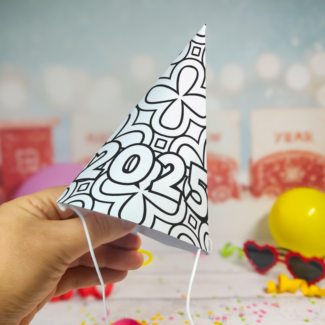 Coloring DIY Kids New Year's Eve Party Hat Printable Craft for ...