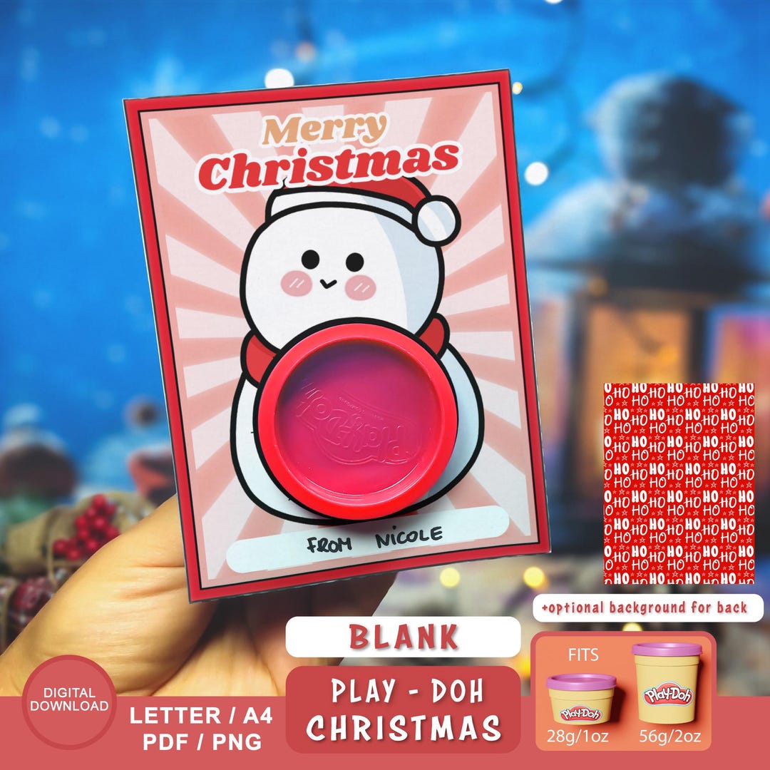 Blank Christmas Play-doh Holder, Cute Snowman, Girl and Boy Xmas ...