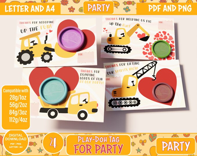 Play Doh Party Favors Printable / Play Dough Birthday Favors / 2.5" X 3 ...
