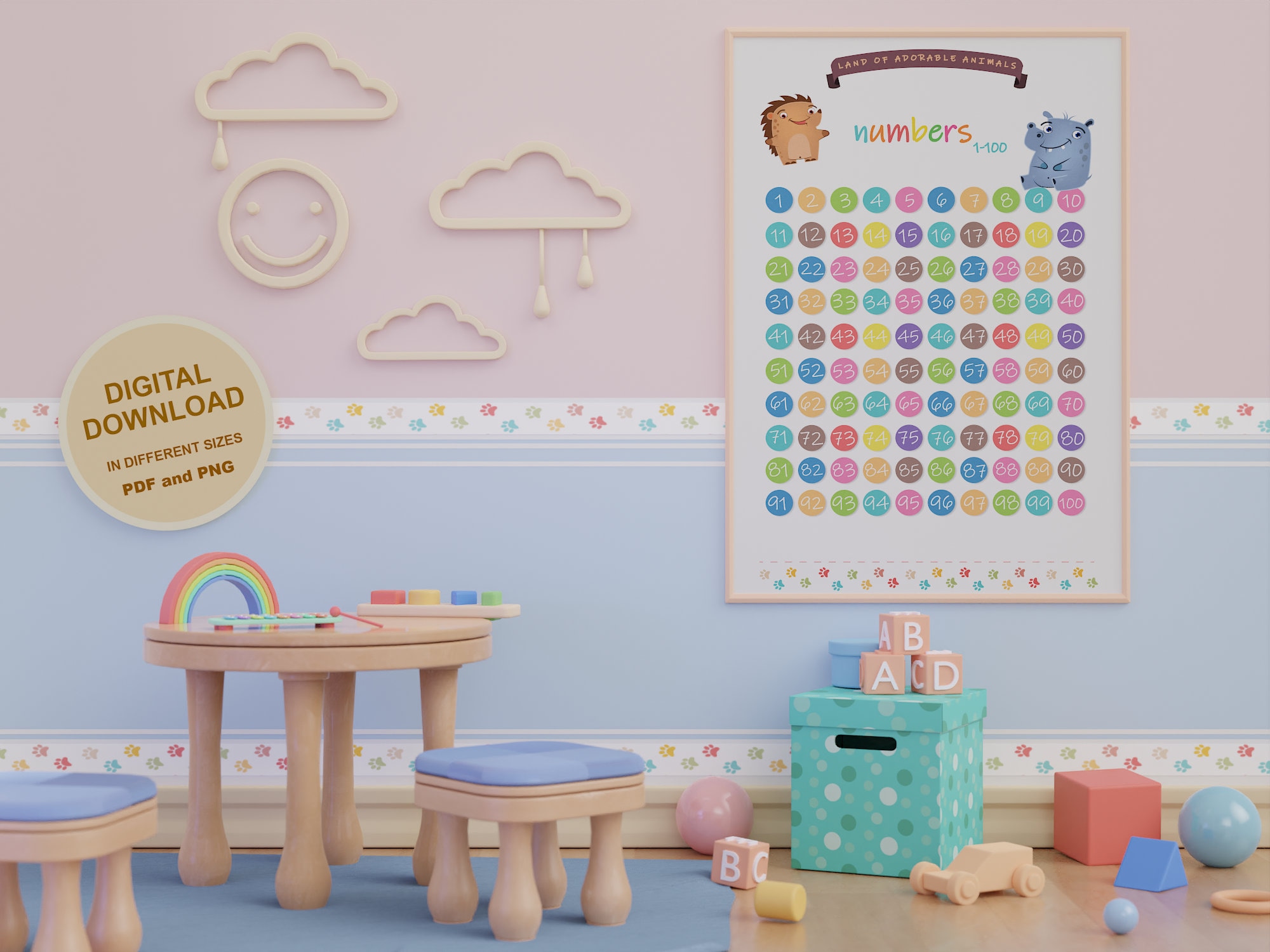 Count to 100 Printable, Rainbow Numbers 1-100, Classroom Poster, Kids ...