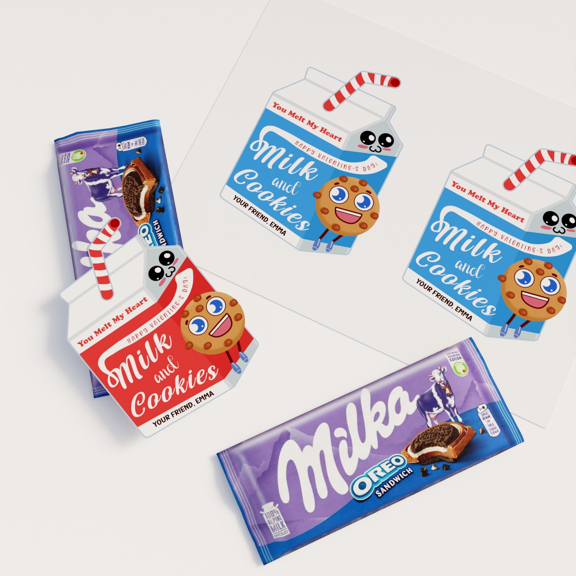 Customizable Cookies and Milk Valentine Printables for Kids, Delight in ...