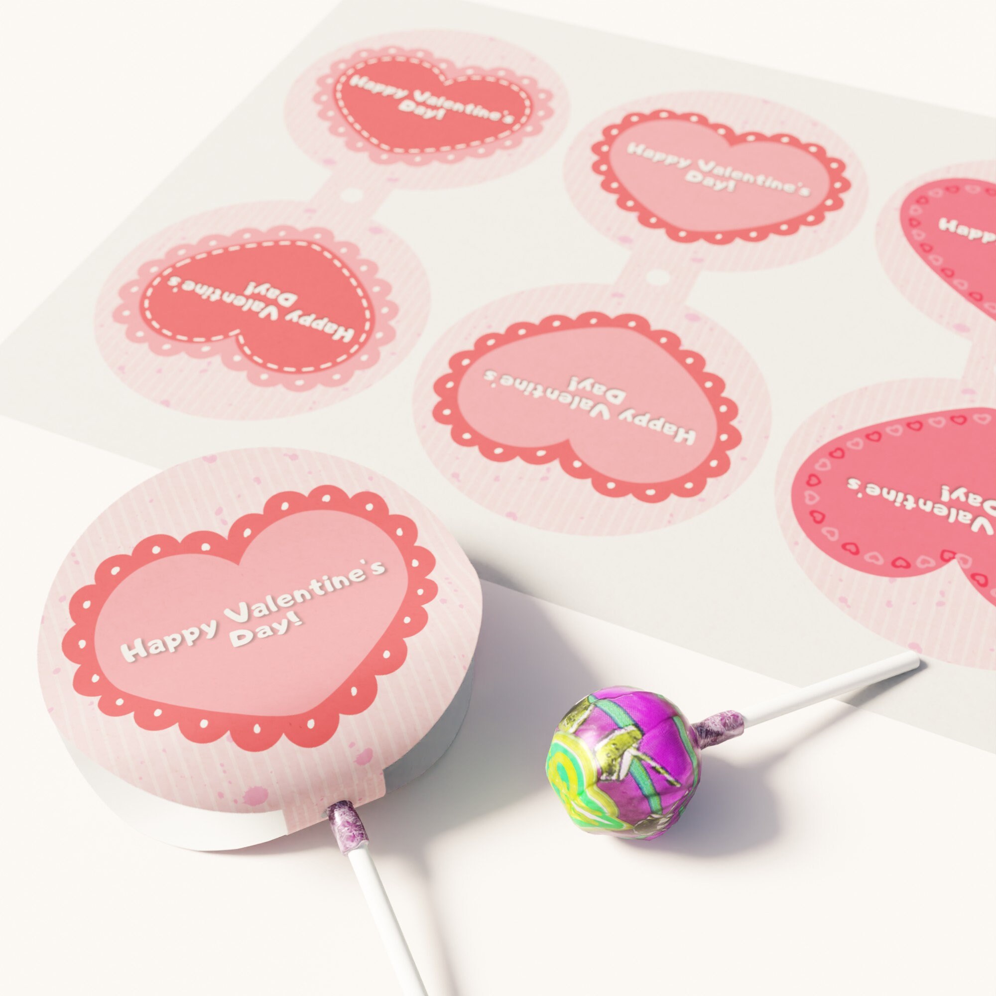 Pink Lollipop Valentine Tags for Kids' Classroom, Delightful DIY ...