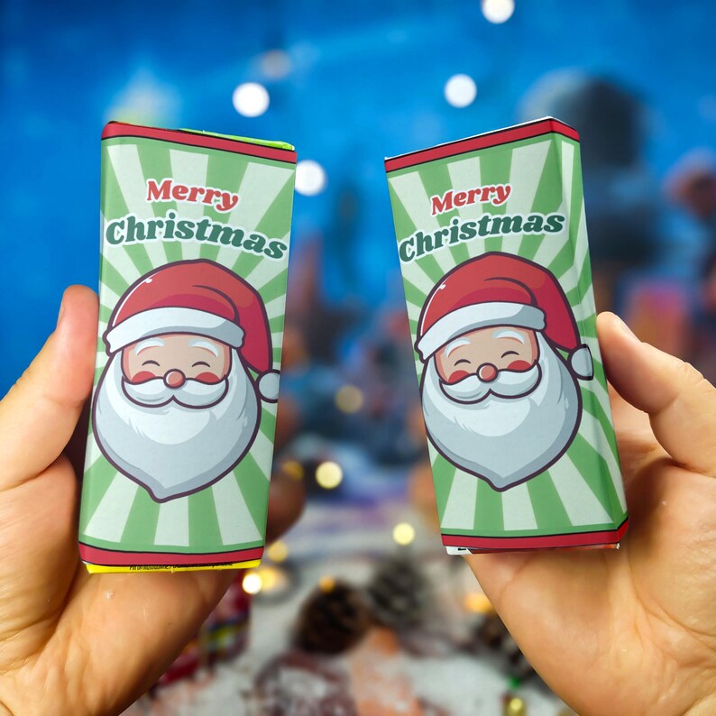 Christmas Juice Box Wrappers for Kid, Cute Santa, Printable Classroom ...