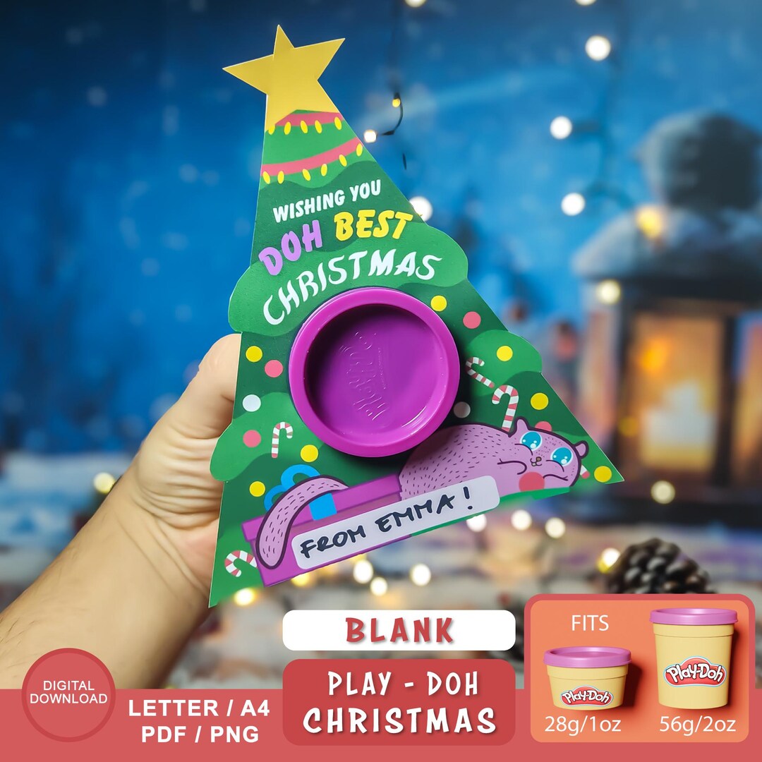 Blank Christmas Play-doh Holder, Cute Christmas Tree, Girl and Boy Xmas ...