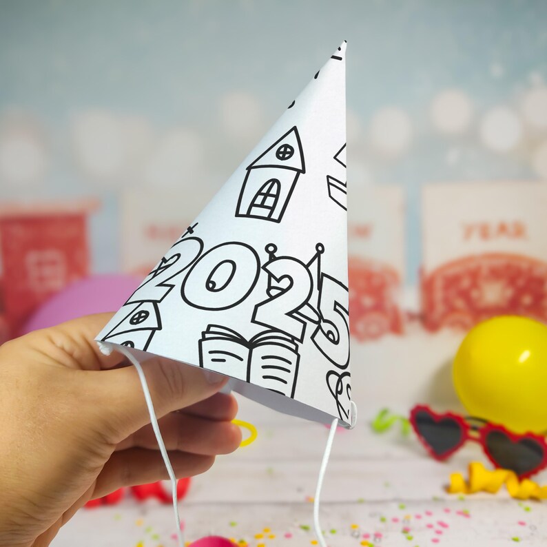 Coloring DIY Kids New Year's Eve Party Hat Printable Craft for ...