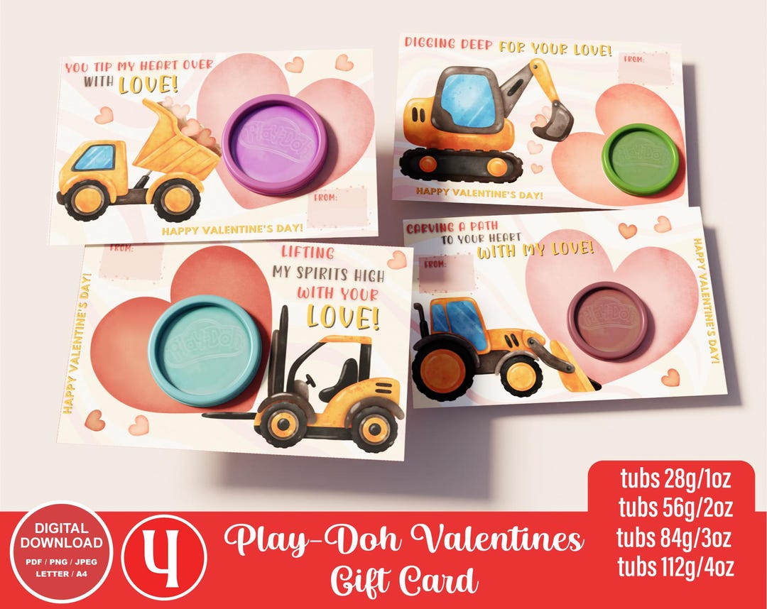 Play-doh and Truck Themed Valentine's Cards, Unique Play-doh ...