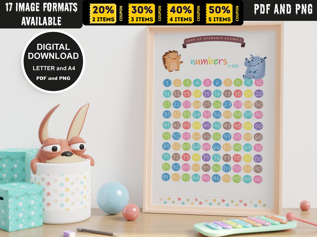 Count to 100 Printable, Rainbow Numbers 1-100, Classroom Poster, Kids ...