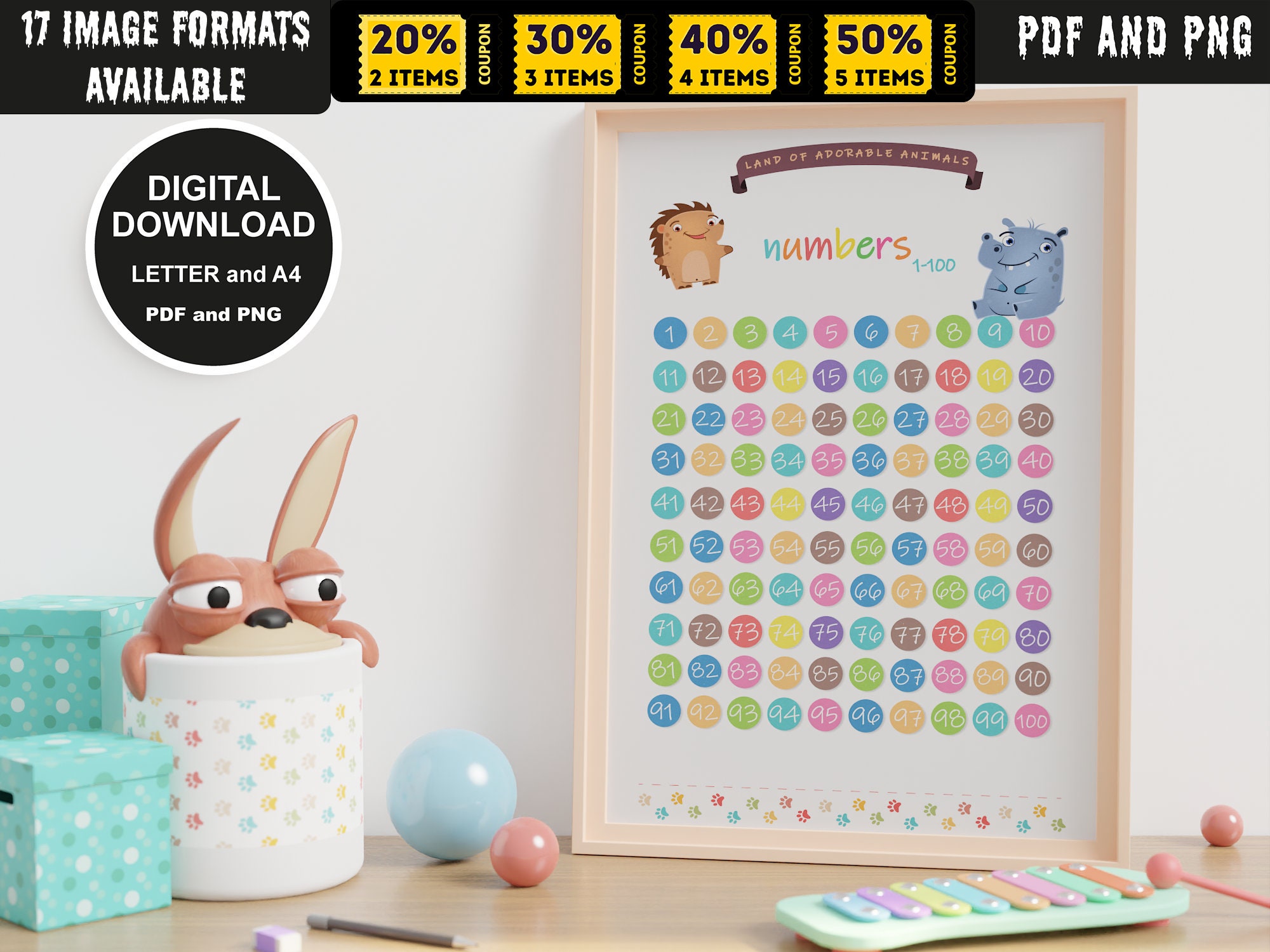 Count to 100 Printable, Rainbow Numbers 1-100, Classroom Poster, Kids ...