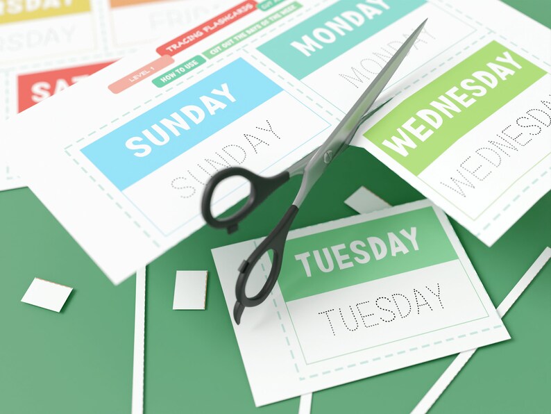 Days of the Week Flashcards Printable, Days of the Week, Match Days ...