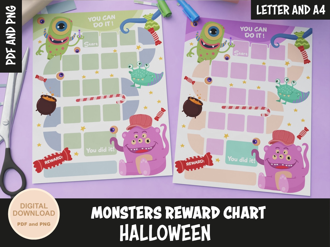 Halloween Reward Chart for Kids Monster Chart for Toddler - Etsy