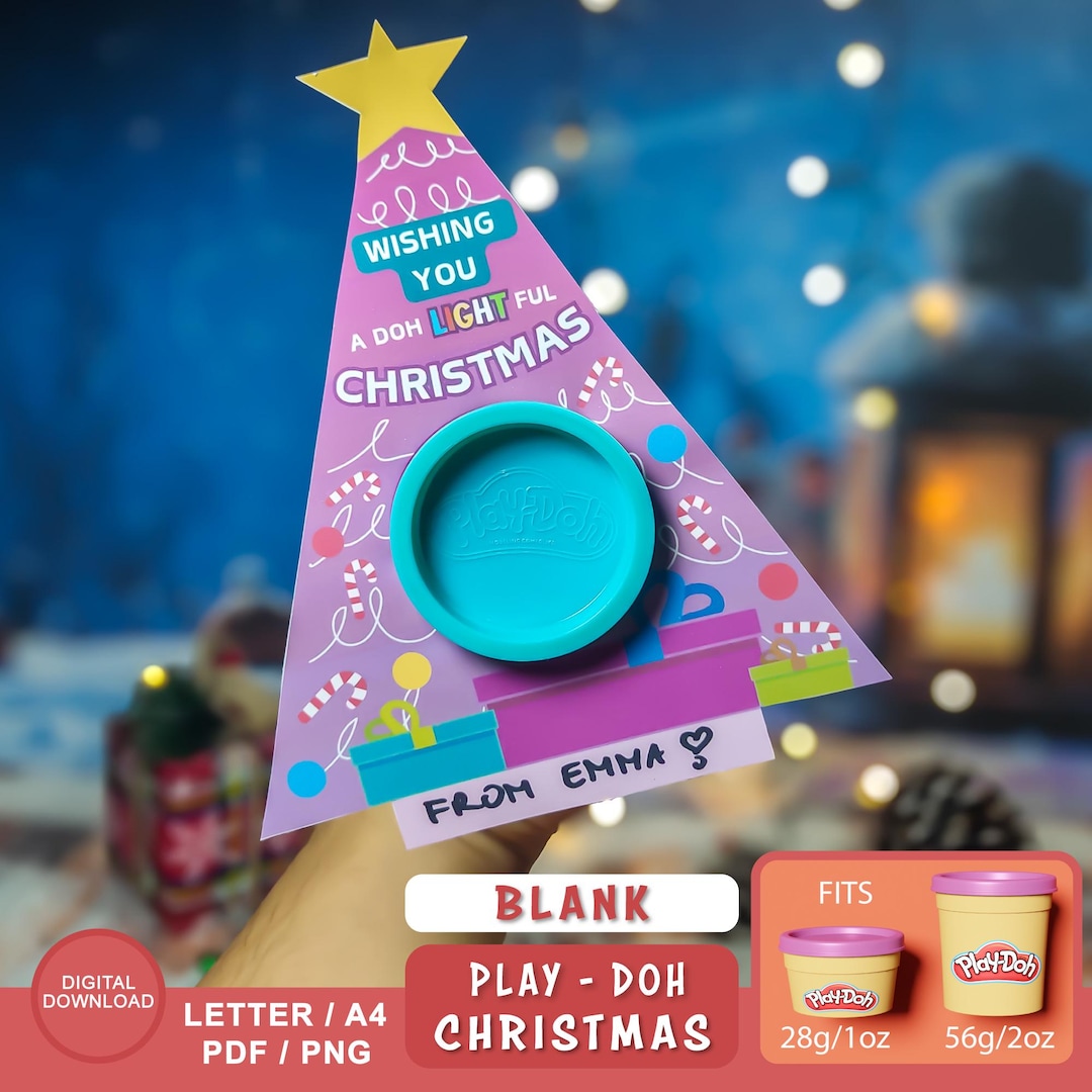 Blank Christmas Play-doh Holder, Pink Christmas Tree, Girl and Boy Xmas ...