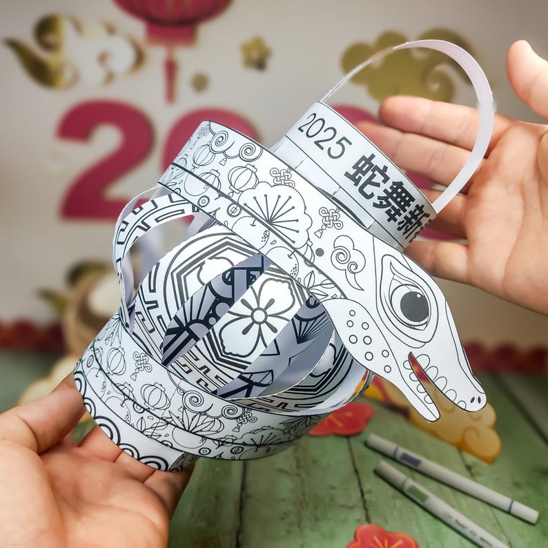 Coloring Chinese New Year Paper Lantern Craft Kit, Printable DIY ...