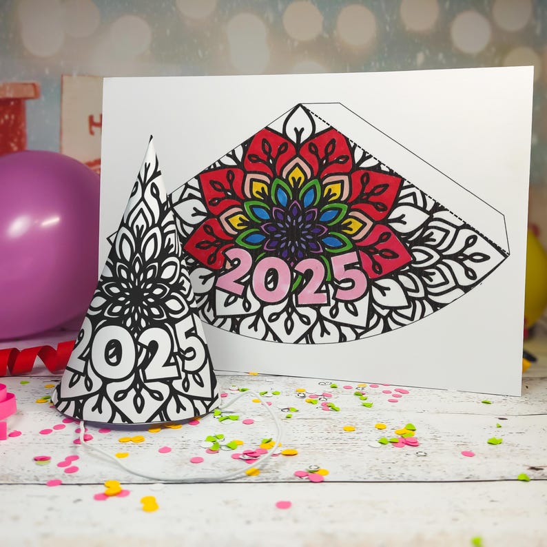 Coloring DIY Kids New Year's Eve Party Hat Printable Craft for ...