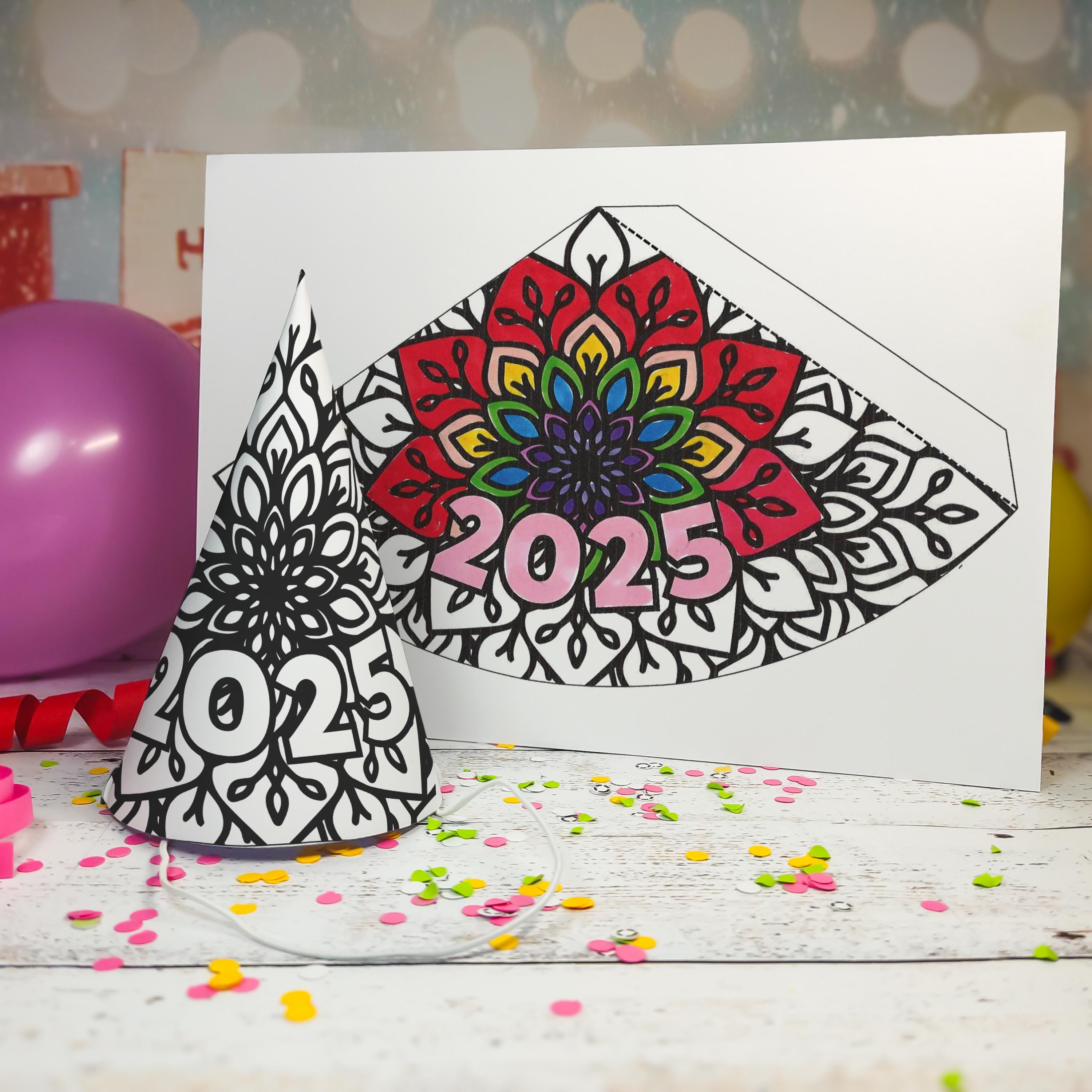 Coloring DIY Kids New Year's Eve Party Hat Printable Craft for ...