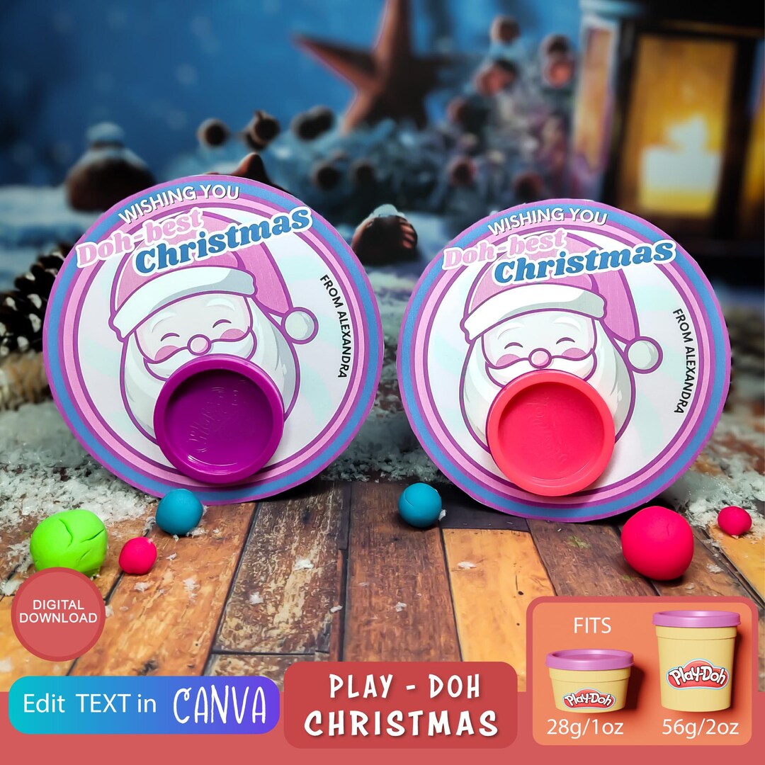 Christmas Play-doh Holder, Pink Santa, Cute Santa, Printable Non-candy ...
