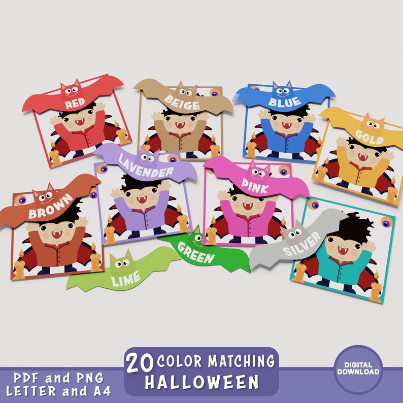 Halloween Color Matching Worksheet Learning Colors With Dracula ...